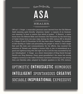 Asa Personalized Name Meaning Art Prints – Name Stories