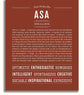 Asa Personalized Name Meaning Art Prints – Name Stories