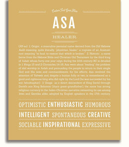 Asa Personalized Name Meaning Art Prints – Name Stories