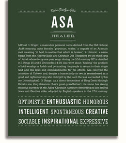 Asa Personalized Name Meaning Art Prints – Name Stories