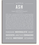 Ash Personalized Name Meaning Art Prints – Name Stories