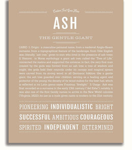 Ash Personalized Name Meaning Art Prints – Name Stories