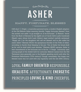 Asher Personalized Name Meaning Art Prints – Name Stories