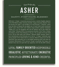 Asher Personalized Name Meaning Art Prints – Name Stories