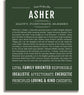 Asher Personalized Name Meaning Art Prints – Name Stories
