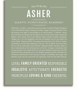 Asher Personalized Name Meaning Art Prints – Name Stories