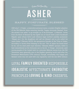 Asher Personalized Name Meaning Art Prints – Name Stories