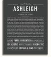 Ashleigh Personalized Name Meaning Art Prints – Name Stories
