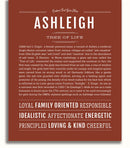 Ashleigh Personalized Name Meaning Art Prints – Name Stories