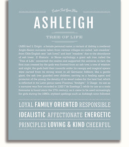 Ashleigh Personalized Name Meaning Art Prints – Name Stories
