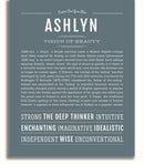 Ashlyn Personalized Name Meaning Art Prints – Name Stories