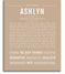 Ashlyn Personalized Name Meaning Art Prints – Name Stories