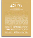 Ashlyn Personalized Name Meaning Art Prints – Name Stories