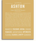 Ashton Personalized Name Meaning Art Prints – Name Stories