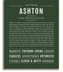 Ashton Personalized Name Meaning Art Prints – Name Stories