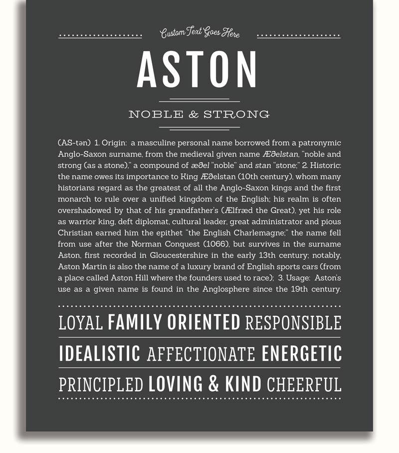 Aston Personalized Name Meaning Art Prints – Name Stories