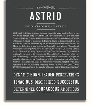Astrid Personalized Name Meaning Art Prints – Name Stories