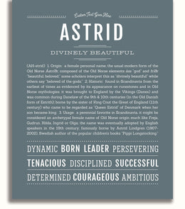 Astrid Personalized Name Meaning Art Prints – Name Stories