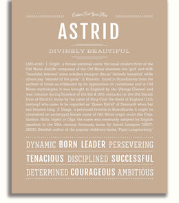 Astrid Personalized Name Meaning Art Prints – Name Stories