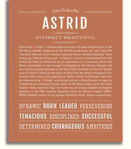 Astrid Personalized Name Meaning Art Prints – Name Stories
