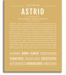 Astrid Personalized Name Meaning Art Prints – Name Stories