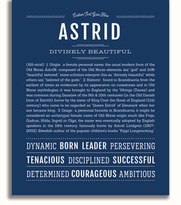Astrid Personalized Name Meaning Art Prints – Name Stories