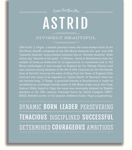 Astrid Personalized Name Meaning Art Prints – Name Stories