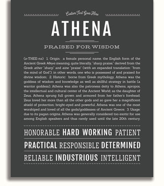 Athena Personalized Name Meaning Art Prints – Name Stories