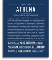 Athena Personalized Name Meaning Art Prints – Name Stories