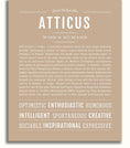 Atticus Personalized Name Meaning Art Prints – Name Stories