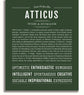 Atticus Personalized Name Meaning Art Prints – Name Stories