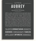 Aubrey Personalized Name Meaning Art Prints – Name Stories