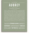 Aubrey Personalized Name Meaning Art Prints – Name Stories