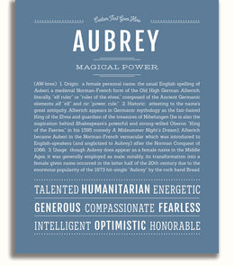 Aubrey (female) | Name Art Print – Name Stories