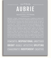 Aubrie Personalized Name Meaning Art Prints – Name Stories