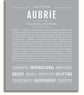 Aubrie Personalized Name Meaning Art Prints – Name Stories