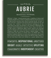 Aubrie Personalized Name Meaning Art Prints – Name Stories