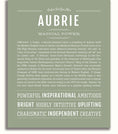 Aubrie Personalized Name Meaning Art Prints – Name Stories