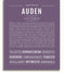 Auden Personalized Name Meaning Art Prints – Name Stories