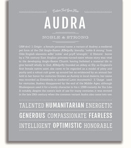 Audra Personalized Name Meaning Art Prints – Name Stories