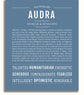 Audra Personalized Name Meaning Art Prints – Name Stories