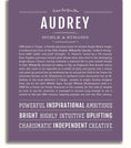 Audrey Personalized Name Meaning Art Prints – Name Stories