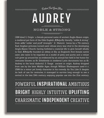 Audrey Personalized Name Meaning Art Prints – Name Stories