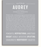 Audrey Personalized Name Meaning Art Prints – Name Stories