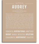 Audrey Personalized Name Meaning Art Prints – Name Stories