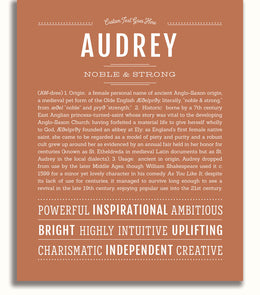 Audrey Personalized Name Meaning Art Prints – Name Stories