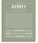 Audrey Personalized Name Meaning Art Prints – Name Stories