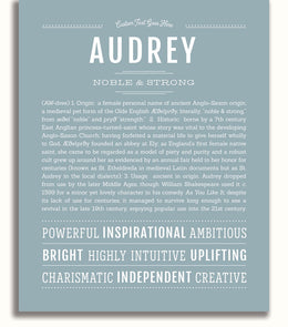 Audrey Personalized Name Meaning Art Prints – Name Stories