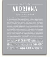 Audriana Personalized Name Meaning Art Prints – Name Stories