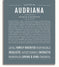 Audriana Personalized Name Meaning Art Prints – Name Stories